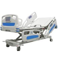 China Metal Clinic Hospital Furniture Abs Side Rail Electric Control Folding Patient Medical Bed With Wheels for sale