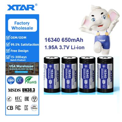 China 650mAh Audio Batteries 800 Cycles Impact Resistant Li Ion 16340 Rechargeable Battery for sale