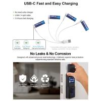 China 3000mAh AA Batteries 1.5 V AA Lithium Ion Battery USB C Fast Charging 1200+ Cycles for sale