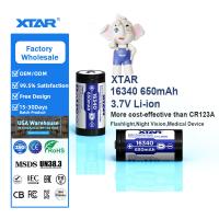 China 16340 Audio Lithium Battery 650mAh 800+  Cycles Li Ion Battery 650mAh for sale