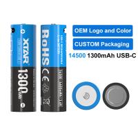 China XTAR Direct USB-C Rechargeable 14500 Battery 1300mAh 3.6V, Built-in Protection Circuit, 3A Stable Output, Cold-Resistant Li-ion Battery for EDC Flashlights for sale