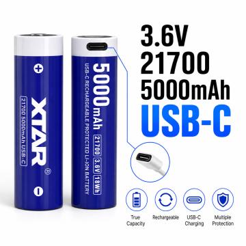 China 21700 Battery 5000mAh USB-C Rechargeable with Standard Fit 75.5mm for Reliable Power Supply for sale