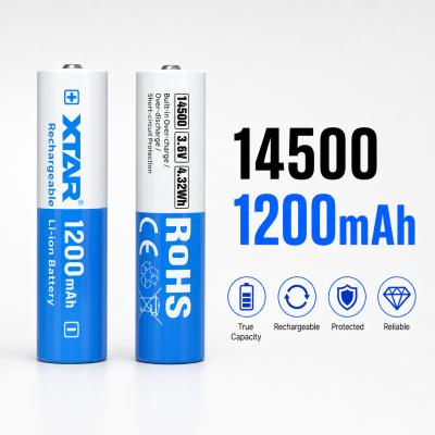 China XTAR 14500 Audio Batteries with 1200mAh Capacity, 2.5A Discharge, and 500+ Cycles for Reliable Power for sale