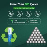 China XTAR 14500 Audio Batteries with 1200mAh Capacity, 2.5A Discharge, and 500+ Cycles for Reliable Power for sale