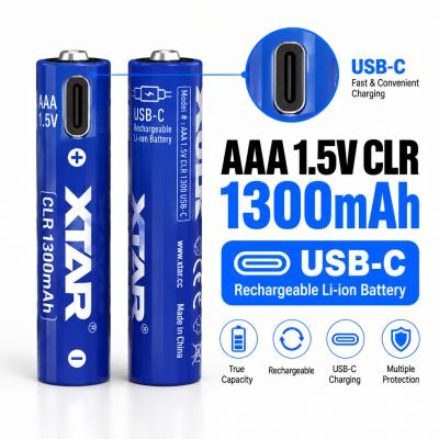 China 1.5V USB-C Direct Charging AAA Batteries with 1200+ Recharge Cycles and 750mAh High Capacity for sale