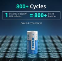 China XTAR 16340 850mAh Audio Battery with 2.5A Continuous Discharge and 800+ Recharge Cycles for OEM Applications for sale