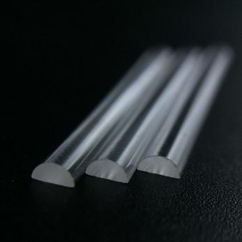 China Quartz Glass Rod Transparent Semi Round Specially Semicircular for sale
