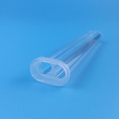 China Laser Spare Parts Frosted Stepped Quartz Flow Cell Transparent Ellipse Shape Double Hole for sale