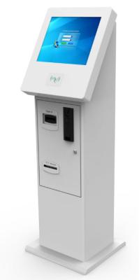 China Free stand Banknotes Self Service Reception Kiosk 600mm*575mm*1250mm with contact-less card reader add on function. for sale