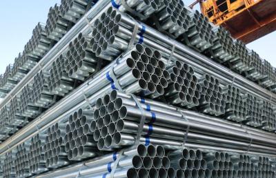 China Blue-colored Band Welded Galvanized Steel Pipes With Threading and Couplings for sale