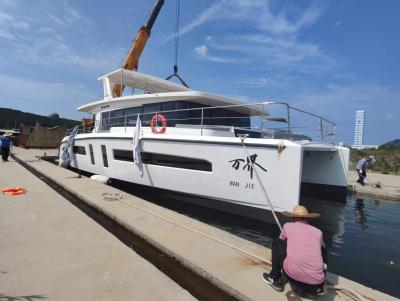 China Streamlined Mazarin Motor Catamaran Diesel Powered 55ft Long Distance Cruising Yacht for sale