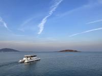 China Short Transport Pure Electric Ferry 14M FRP Catamaran High Efficiency Energy Saving for sale