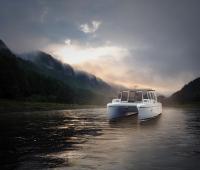 China Neuland 37 CE-B certified motor catamaran with fiberglass construction and 11.5 m length for sale