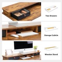 China 27.9 in/mm Revolving Glass Top Standing Desk Height Adjustable Wooden Office Furniture for sale