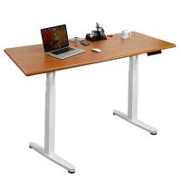 China Height Adjustable Metal Column Coffee Table for Dual Motor Electric Brown Standing Desk for sale