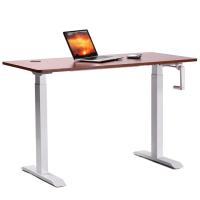 China Commercial Furniture Modern Design Brown Wooden Manual Standup Desk for Small Office for sale