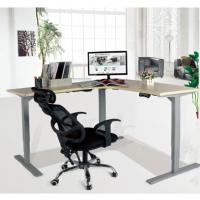 China Triple Motor Electric Height Adjustable L-Shaped Tea Desk for Modern Office Furniture for sale