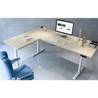 China Triple Motor Electric Height Adjustable L-Shaped Tea Desk for Modern Office Furniture for sale