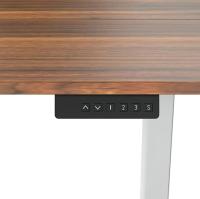 China 710mm Dual Motor Brown Wooden Electric Desktop Top Lifting Desk for Ergonomic Home Office for sale