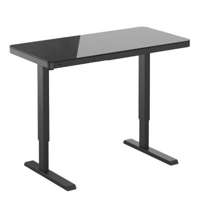 China Wupro Adjustable Electric Dual Lifting Desk Black Glass Study Table 100 V/Hz 2 Stage for sale