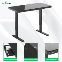 China Wupro Adjustable Electric Dual Lifting Desk Black Glass Study Table 100 V/Hz 2 Stage for sale