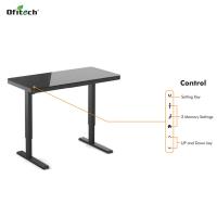 China Wupro Adjustable Electric Dual Lifting Desk Black Glass Study Table 100 V/Hz 2 Stage for sale