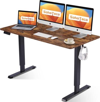 China Anti-collision System Wooden Electric Height Adjustable Desk with Dual Motor 1200mm Length for sale