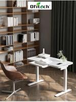 China Electric Height Adjustable Desk Metal Iron Modern Design Wireless Charger Glass Table for sale