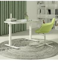 China Electric Height Adjustable Desk Metal Iron Modern Design Wireless Charger Glass Table for sale