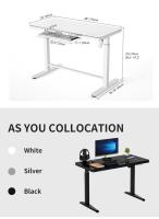 China Electric Height Adjustable Desk Metal Iron Modern Design Wireless Charger Glass Table for sale