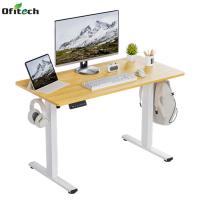 China Custom Walnut Wood Grain Electric Height Adjustable Lifting Desk for Office Furniture for sale
