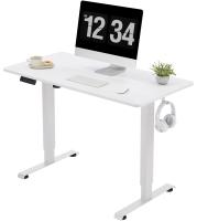 China Wood Style Electric Lifting Desk 1000x600mm Height Adjustable Standing Desk with Hook for sale