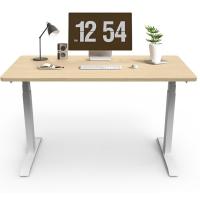 China Custom Hospital Wood Grain Sit Standing Laptop Table Single Motor Electric Lift Desk for sale