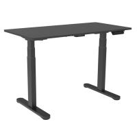 China Custom Hospital Wood Grain Sit Standing Laptop Table Single Motor Electric Lift Desk for sale