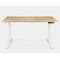 China Custom Hospital Wood Grain Sit Standing Laptop Table Single Motor Electric Lift Desk for sale