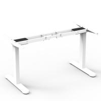 China Custom Hospital Wood Grain Sit Standing Laptop Table Single Motor Electric Lift Desk for sale