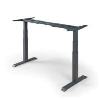 China Custom Hospital Wood Grain Sit Standing Laptop Table Single Motor Electric Lift Desk for sale