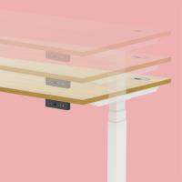 China Custom Hospital Wood Grain Sit Standing Laptop Table Single Motor Electric Lift Desk for sale