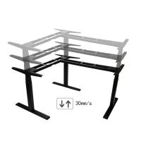 China Electric Adjustable Height L Shaped Desk with Triple Motor Design and PANEL Wood Style for sale