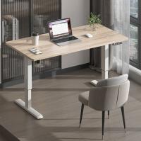 China Electric Sit Stand Desk with Adjustable Height and Dual Motors in Walnut Wood Grain for sale