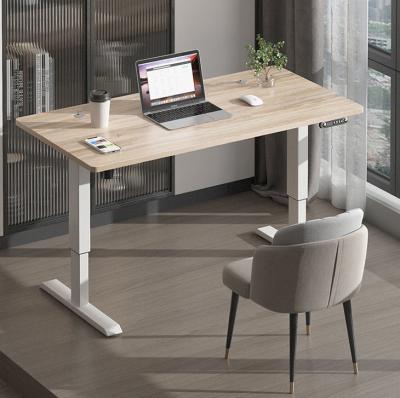 China Electric Sit Stand Desk with Adjustable Height and Dual Motors in Walnut Wood Grain for sale