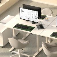China Single or Dual Motor Electric Sit Stand Up Desk for White Wooden Laptop Gaming Work Table for sale