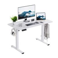 China Modern Design Electric Height Adjustable PC Game Computer Table for Boss in White Wood for sale