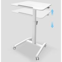 China Custom Pneumatic Standup Desk for Small Office Contemporary White Wooden Grain Desk for sale