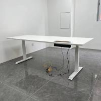 China Dual Motor Metal/Wooden Height Adjustable Desk for Luxe Mid Century Modern Style for sale