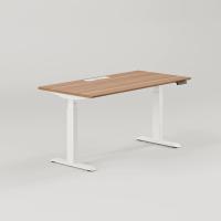 China Small Office Coffee Standing Desk with Dual Motor Brown Wood Multifunctional Electric for sale