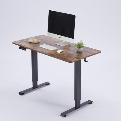 China 80 kgs Gaming Work Height Adjustable Desk Dual Motor Wooden Stand Up Desk for Home Office for sale
