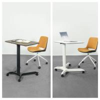 China 680mm Pneumatic Height Adjustable Brown Wood Gaming Work Desk for Home Office Comfort for sale