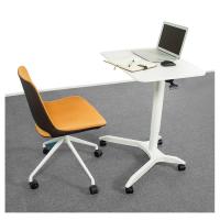 China 680mm Pneumatic Height Adjustable Brown Wood Gaming Work Desk for Home Office Comfort for sale