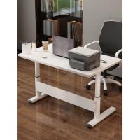 China 80 kgs Custom White Wood Manual Standup Desk for Small Office Coffee Standing Table for sale